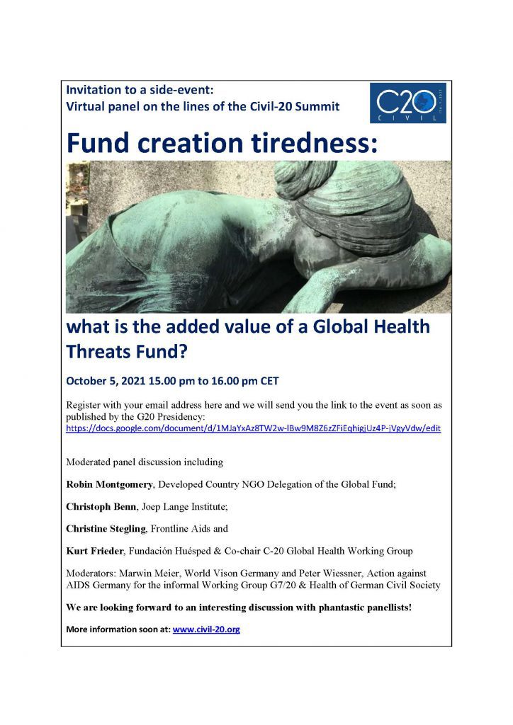 Dr Christoph Benn speaks at the C20 Summit – Joep Lange Institute